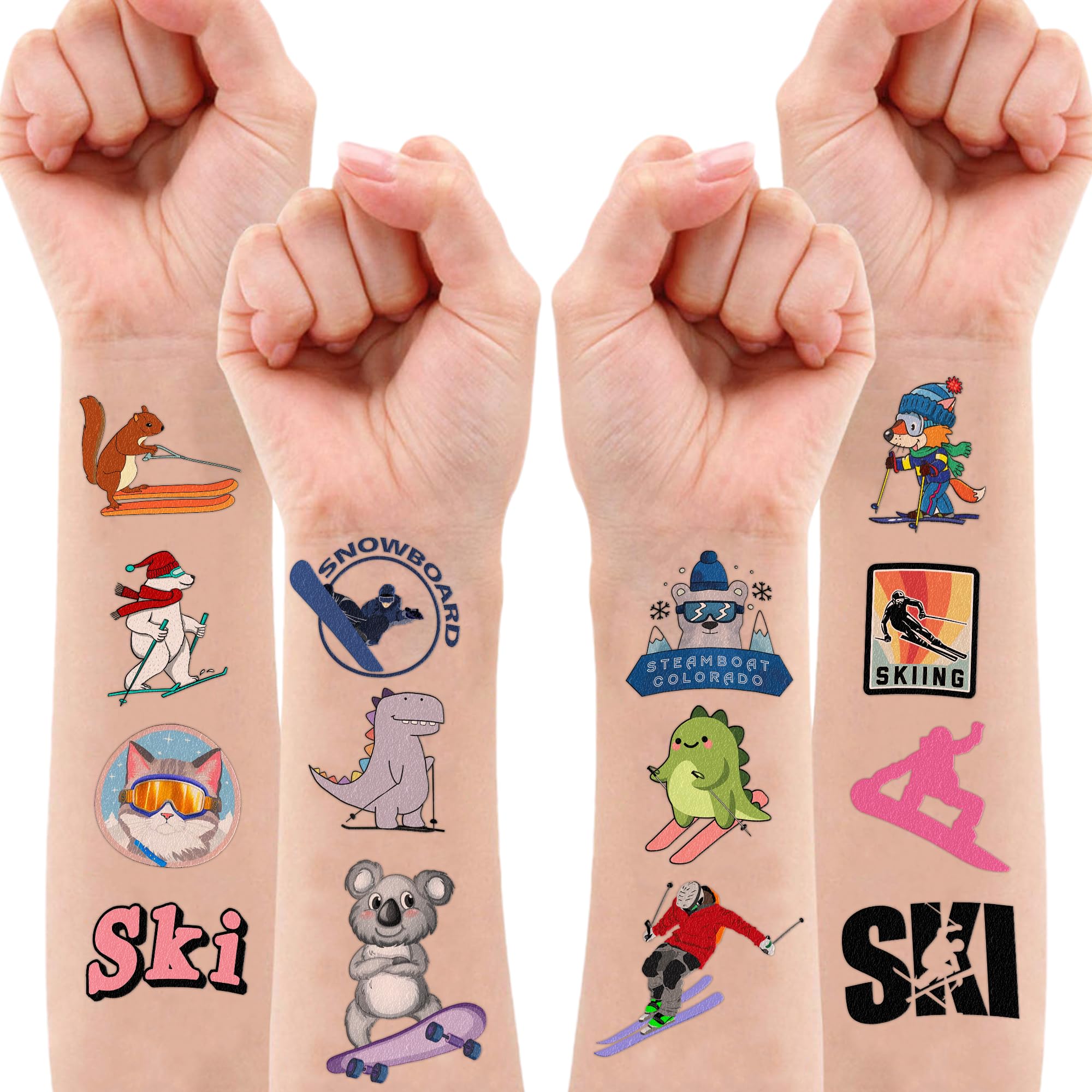 Skiing Temporary Tattoos Snowboard Birthday Party Decorations Supplies ...