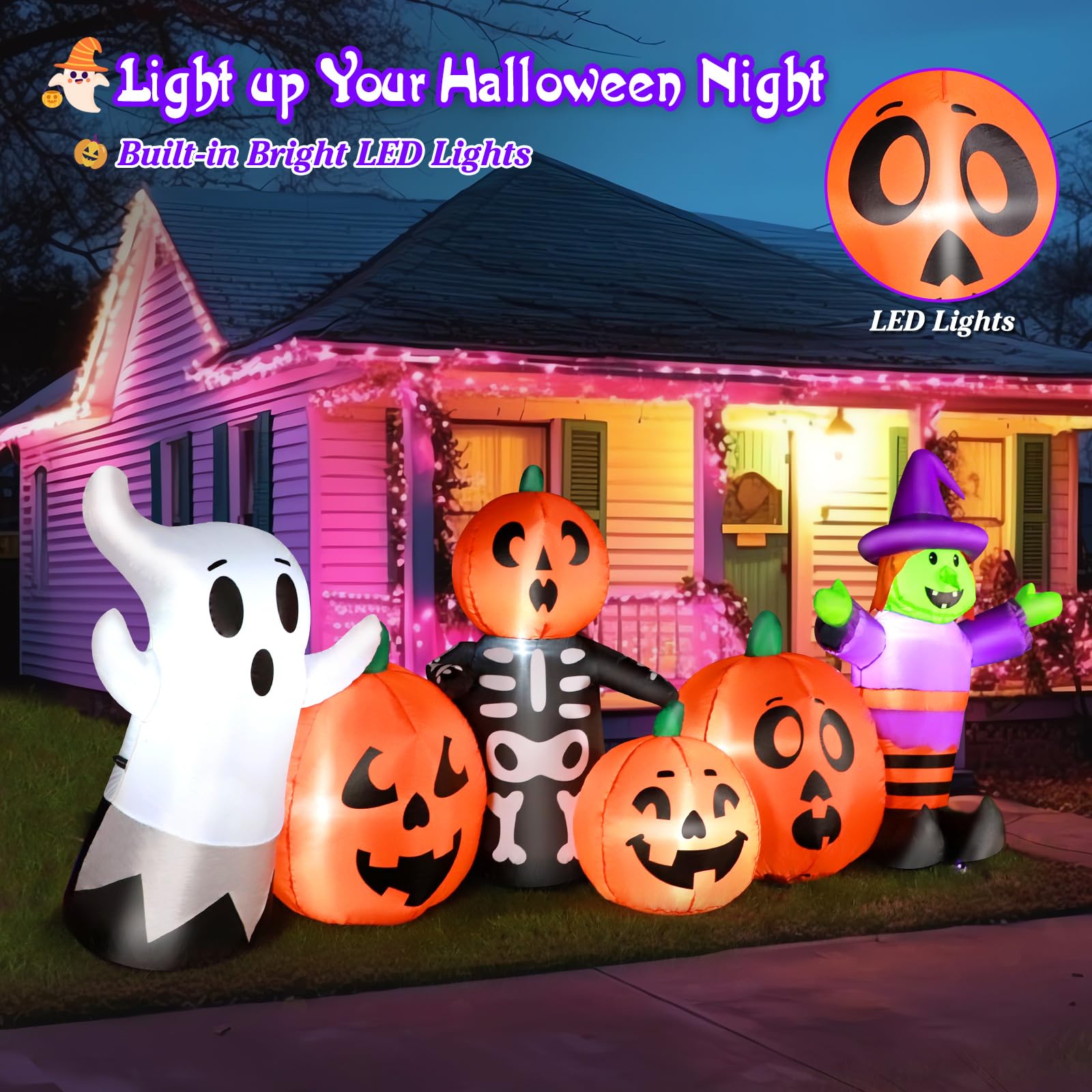 Snapklik.com : 8FT Length Halloween Inflatables Pumpkin Outdoor ...