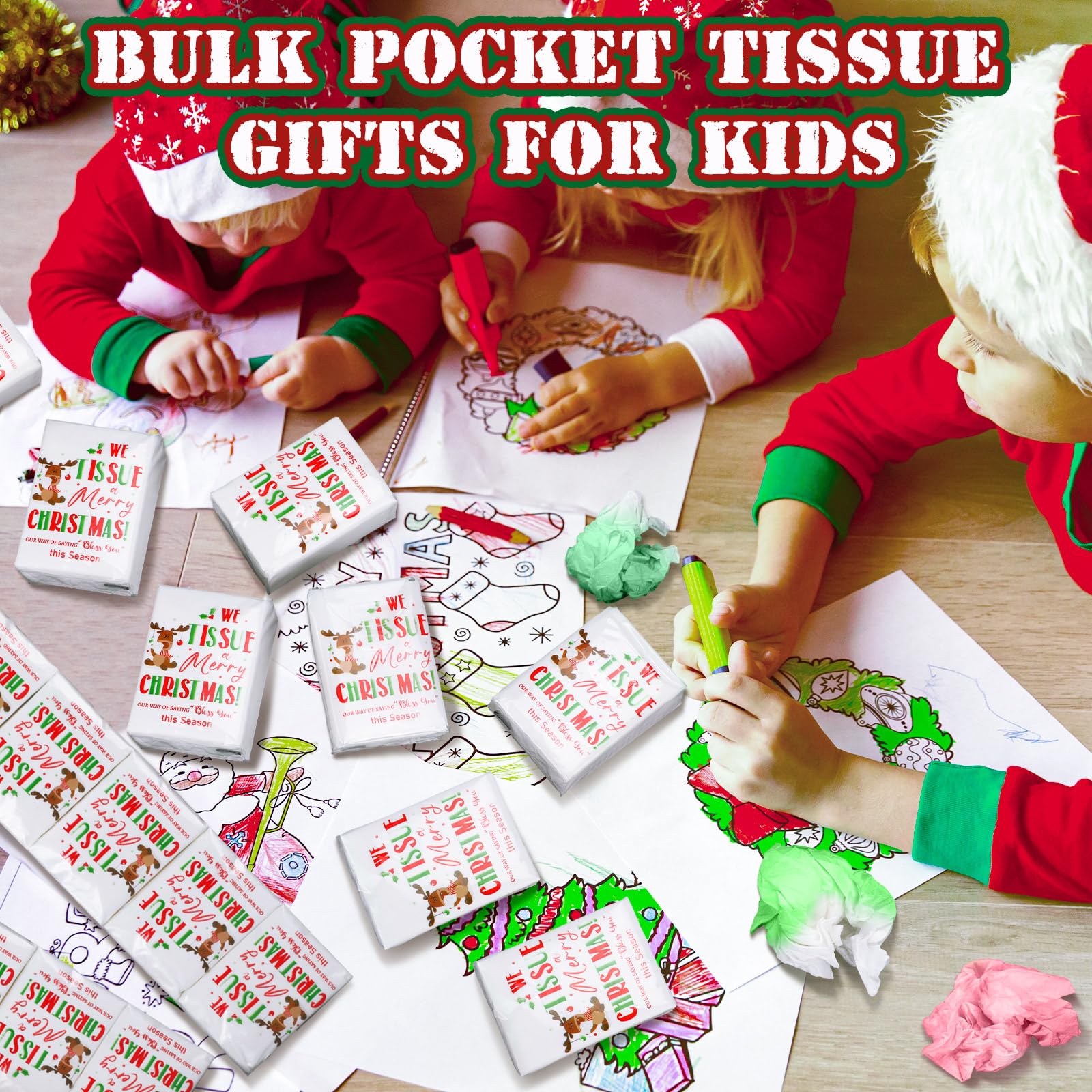 Snapklik.com : 50 Pack Christmas Pocket Tissues Reindeer Travel Packs ...