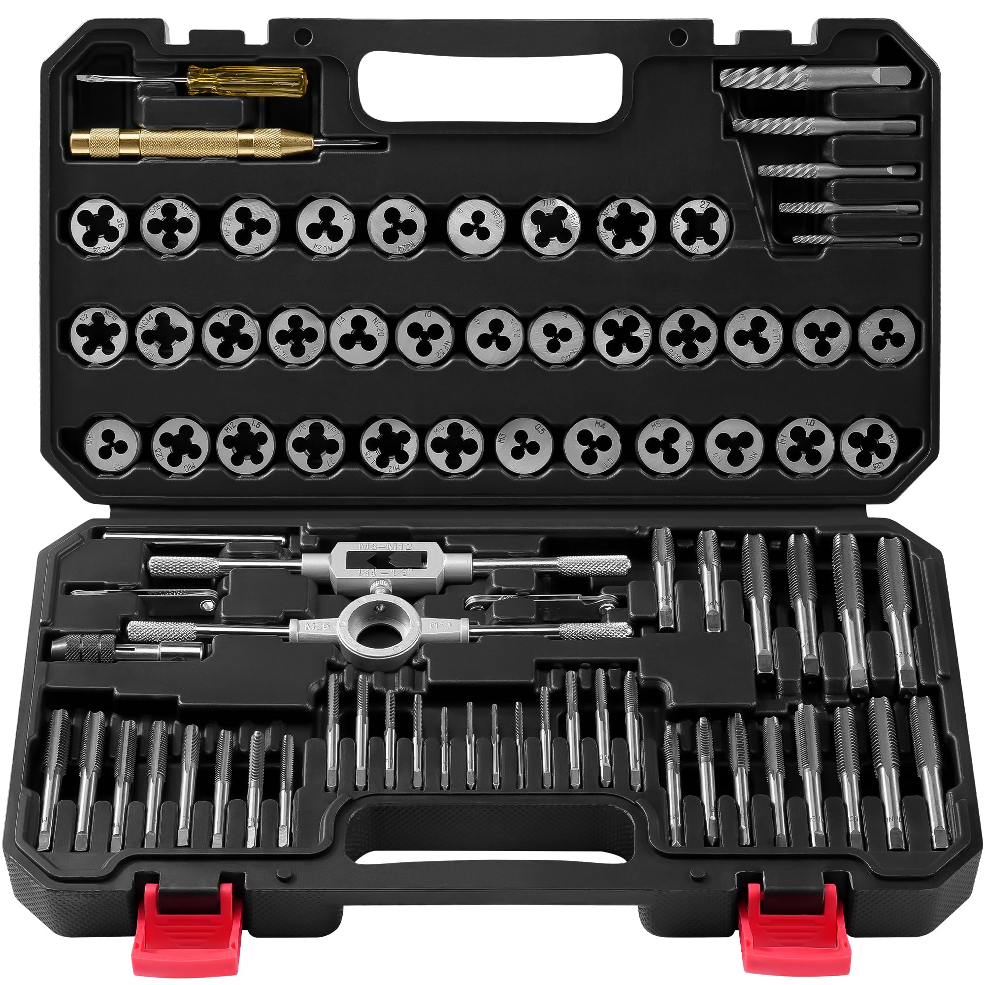Snapklik.com : 81-Piece Tap And Die Set, SAE & Metric - Standard Sizes ...