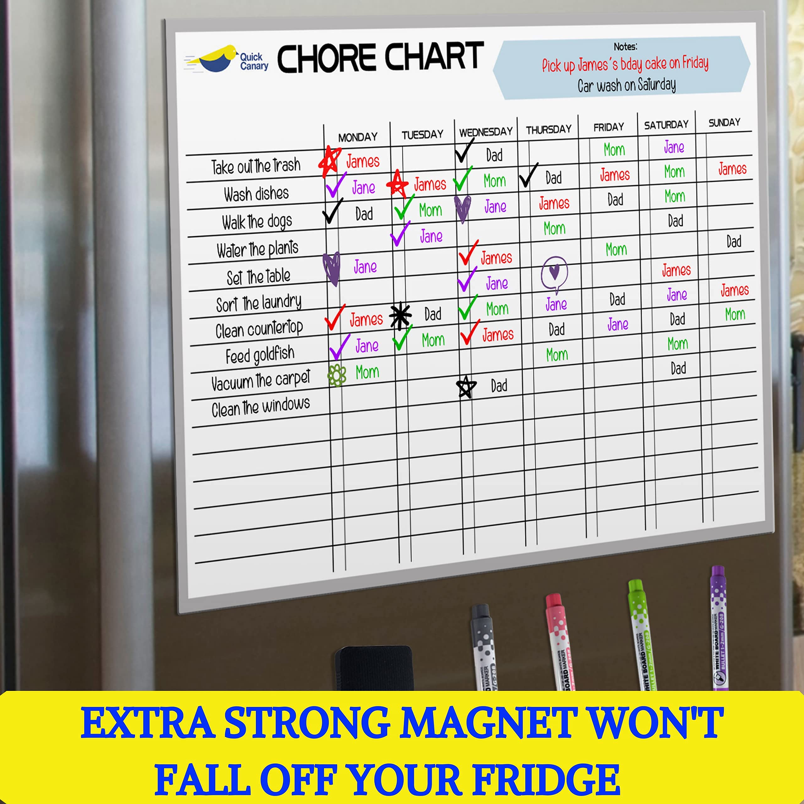 Magnetic Chore Chart for Kids– Perfect Size Dry Erase Board for ...
