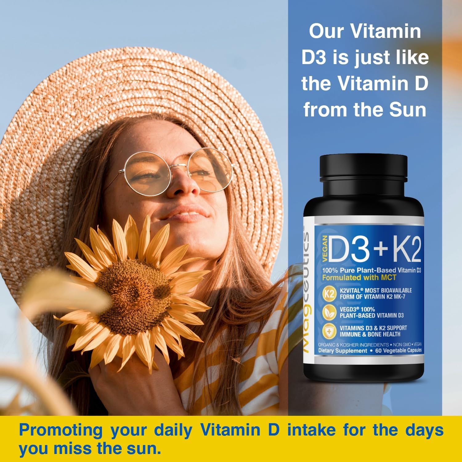 Vitamina D3 K2 con MCT, 5000 UI Vegan D3 y 100 mcg MK7 K2, apoya huesos ...