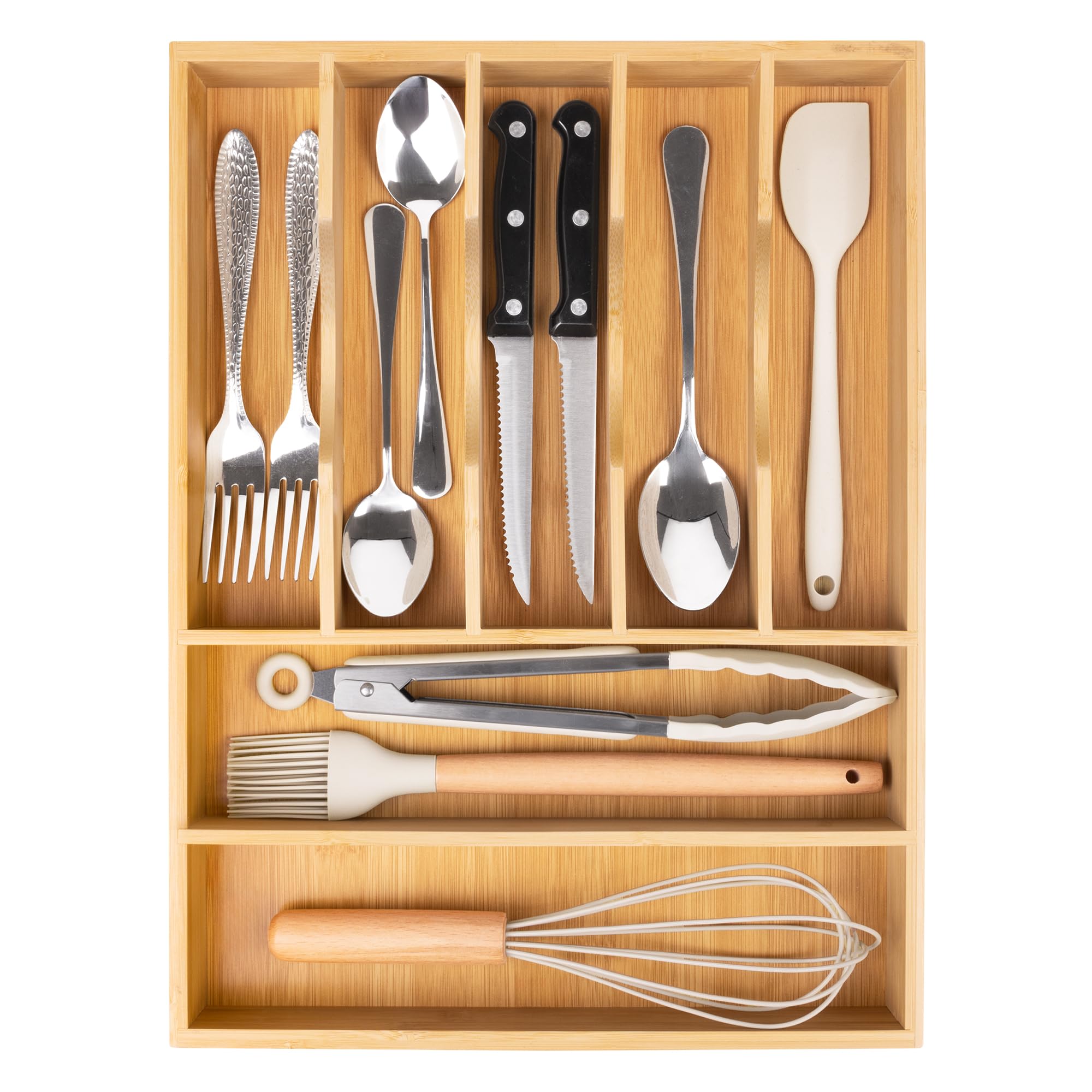 Amazon.com - Bellsal Bamboo Silverware Drawer Organizer, Kitchen ...