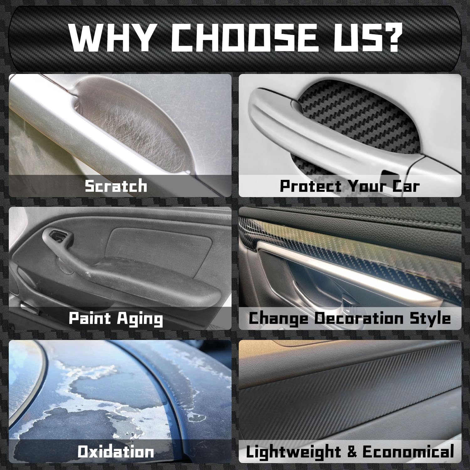 Snapklik.com : Jimwey Carbon Fiber Vinyl Wrap For Cars Vehicle Auto 1ft ...