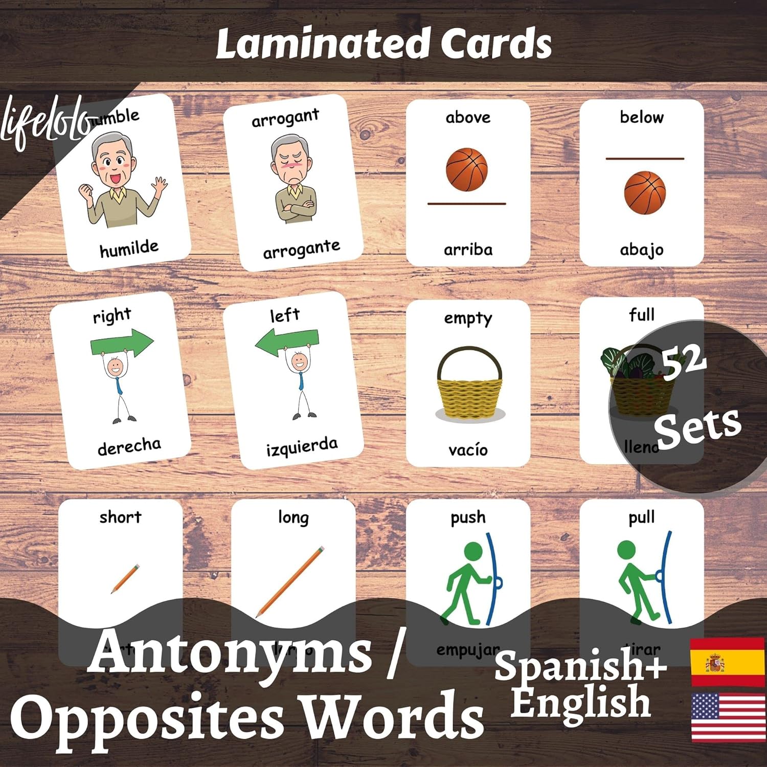 Tarjetas flash bilingües en inglés español Tarjetas flash laminadas ...