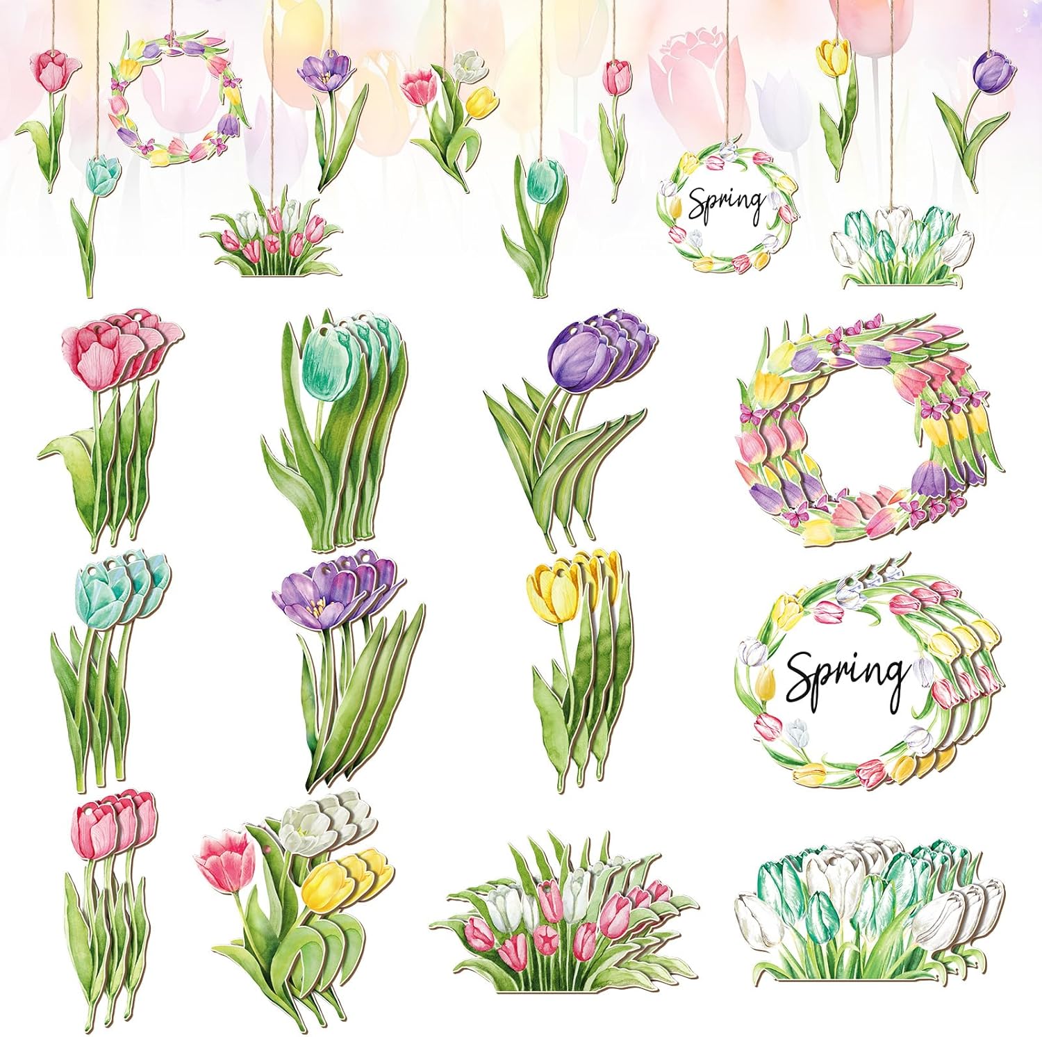 Amazon.com: Wenqik 36 Pcs Spring Ornaments for Tree Spring Flower Tulip ...