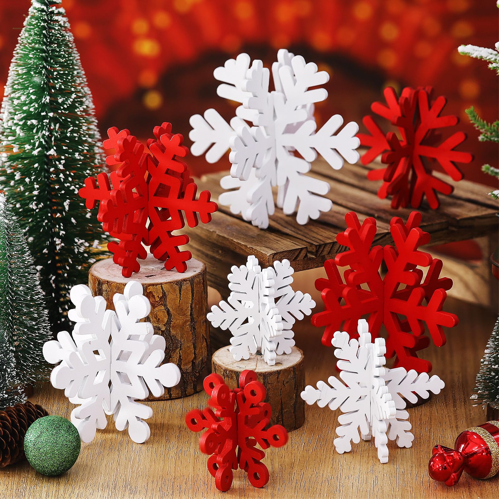 Amazon.com: Wenqik 16 Pcs Winter Wooden Snowflake Decor Christmas ...