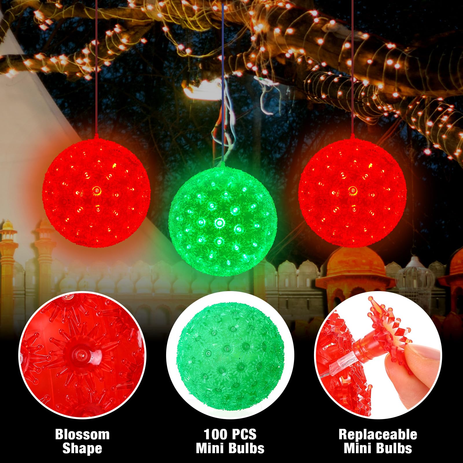 Mini Starlight Sphere Lights 6” Christmas Starlight Sphere Outdoor