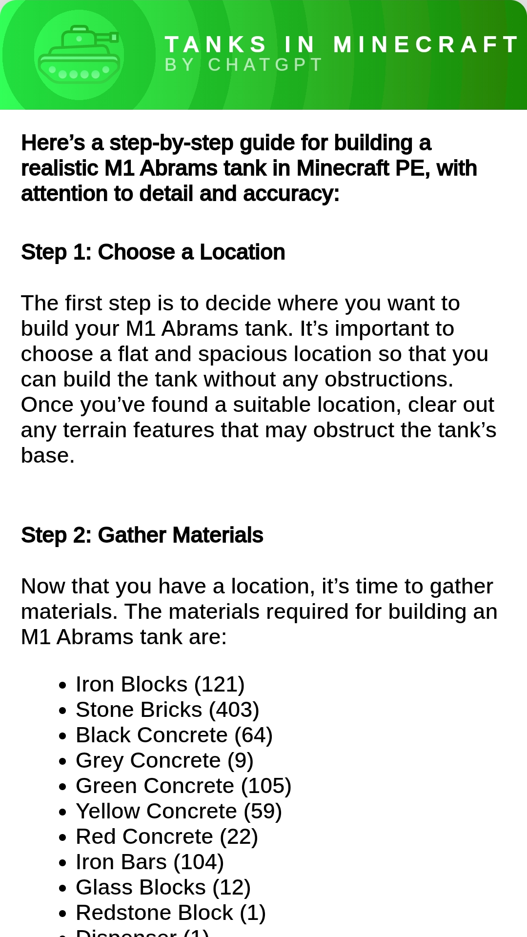 Tank Builder: Minecraft Tutorials & Guides of 50+ Realistic Tanks - App ...
