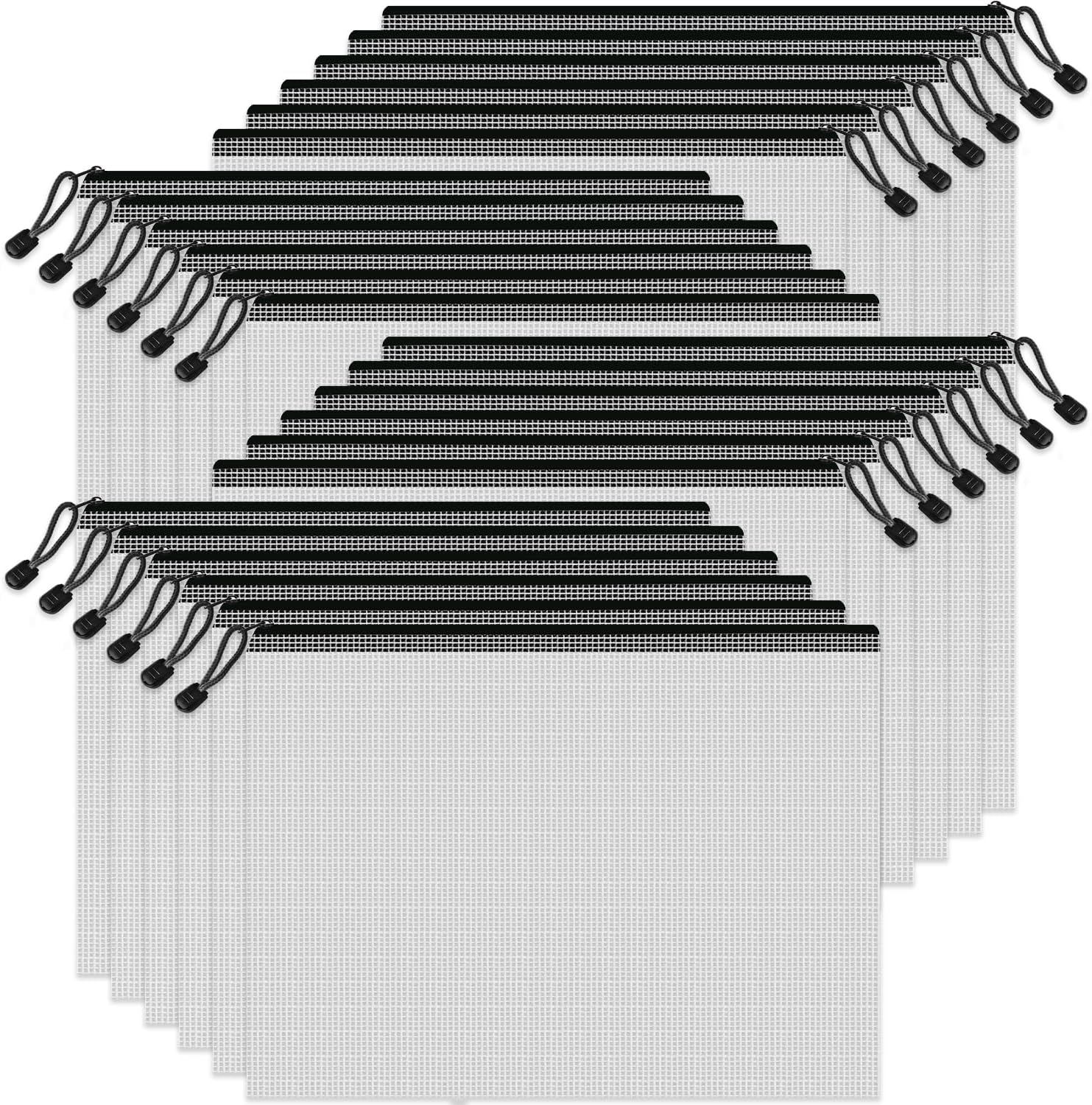 Amazon.com : Mesh Zipper Pouch Bags, 24 Pcs Clear Zipper Pouches, A4 ...