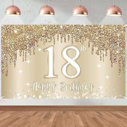 Amazon.com: Happy 18th Birthday Banner Backdrop Decorations for Girls ...