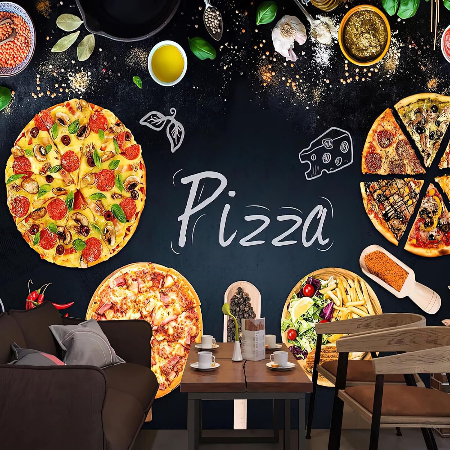 Amazon.com: Pizza Restaurant Kitchen 3D Photo Wallpaper Mural ...