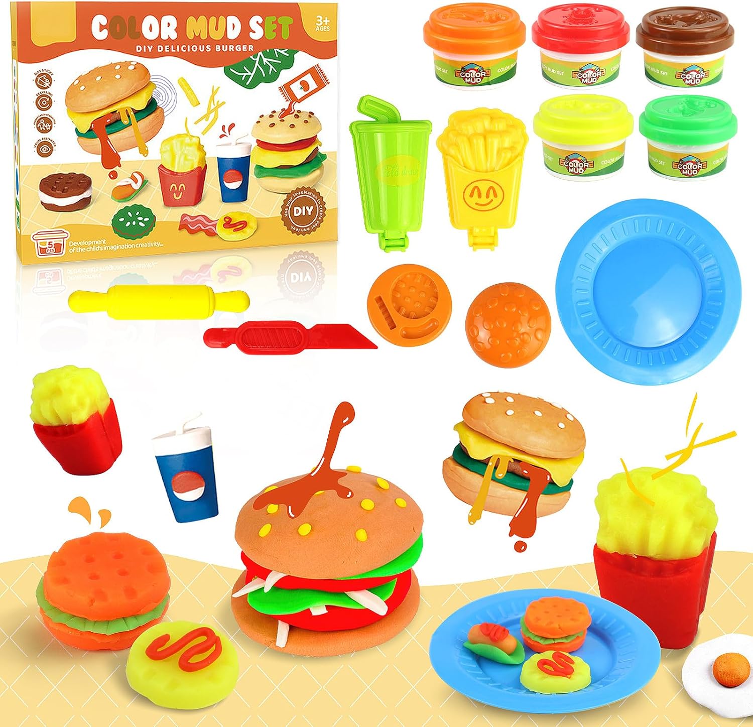 Amazon.com: Dear Deer Play Color Dough Kitchen Creations Sets, 12Pcs ...