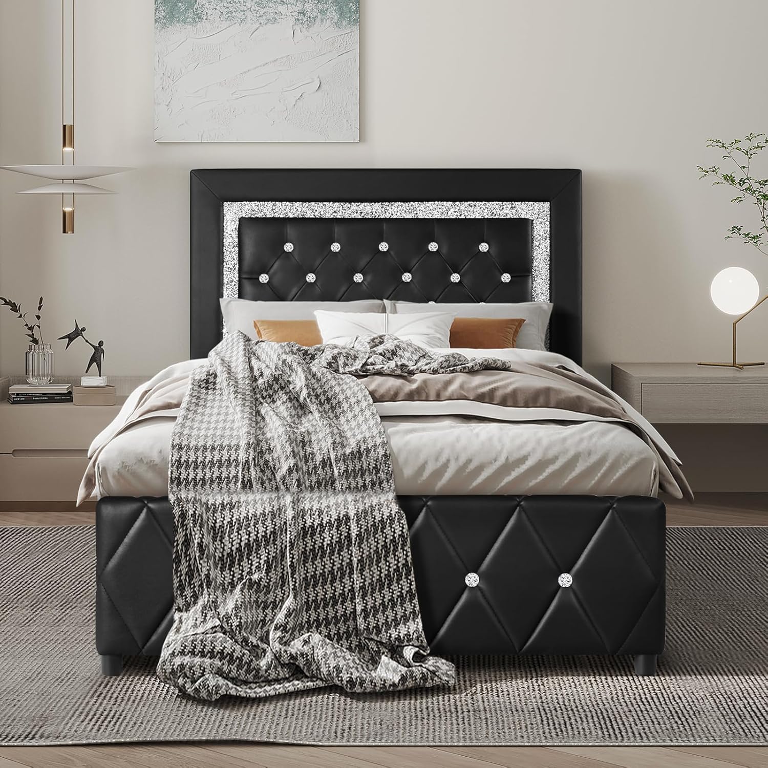 Amazon.com: 4 EVER WINNER Twin Size Bed Frame with Adjustable Diamond ...