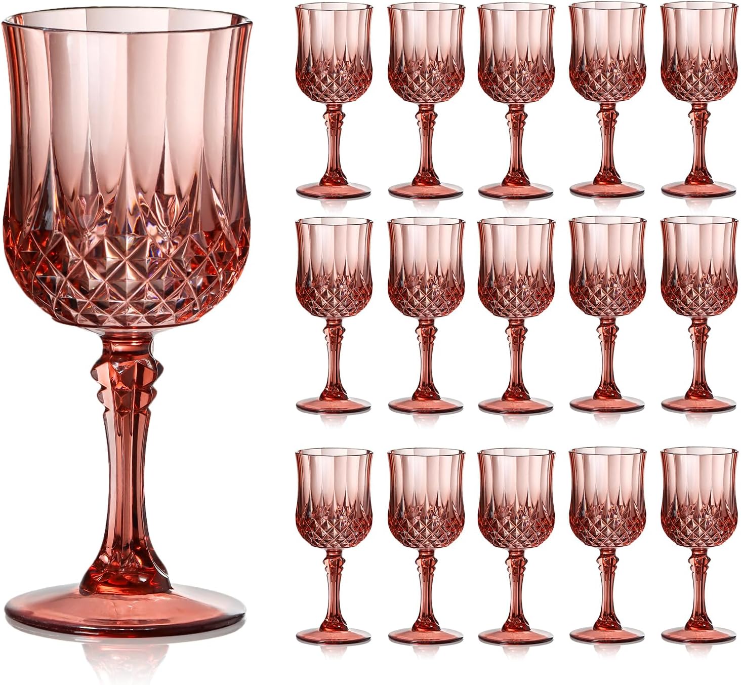 Amazon.com | XUWAIDSGN 7oz Plastic Vintage Rose Gold Drinking Glasses ...