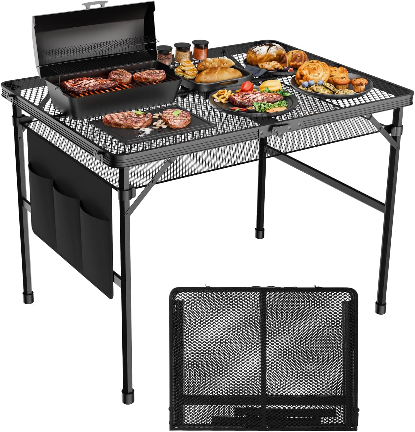 Amazon.com : Lifetime Folding Tailgate Table with Grill Rack, Portable ...