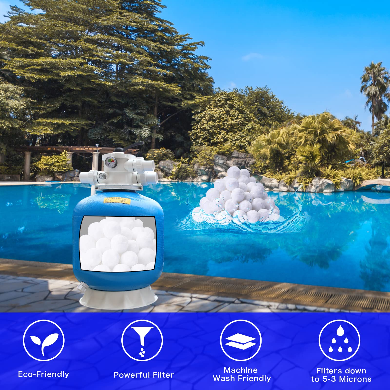 SETHVILL 3.1 lbs Pool Filter Balls for Sand Filter, Eco-Friendly ...