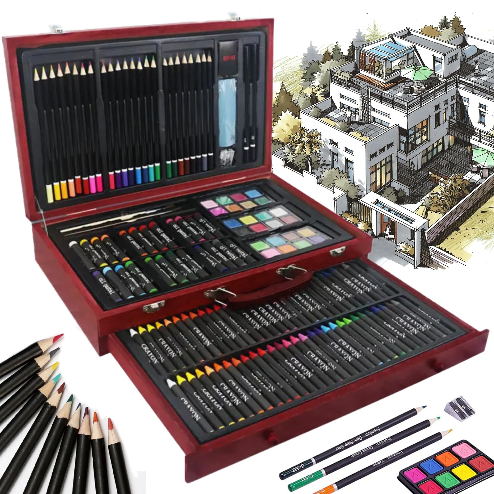 JIEHUA - Kit de Dibujo, Professional Art Set 140 Piezas, Kit de Pintura ...