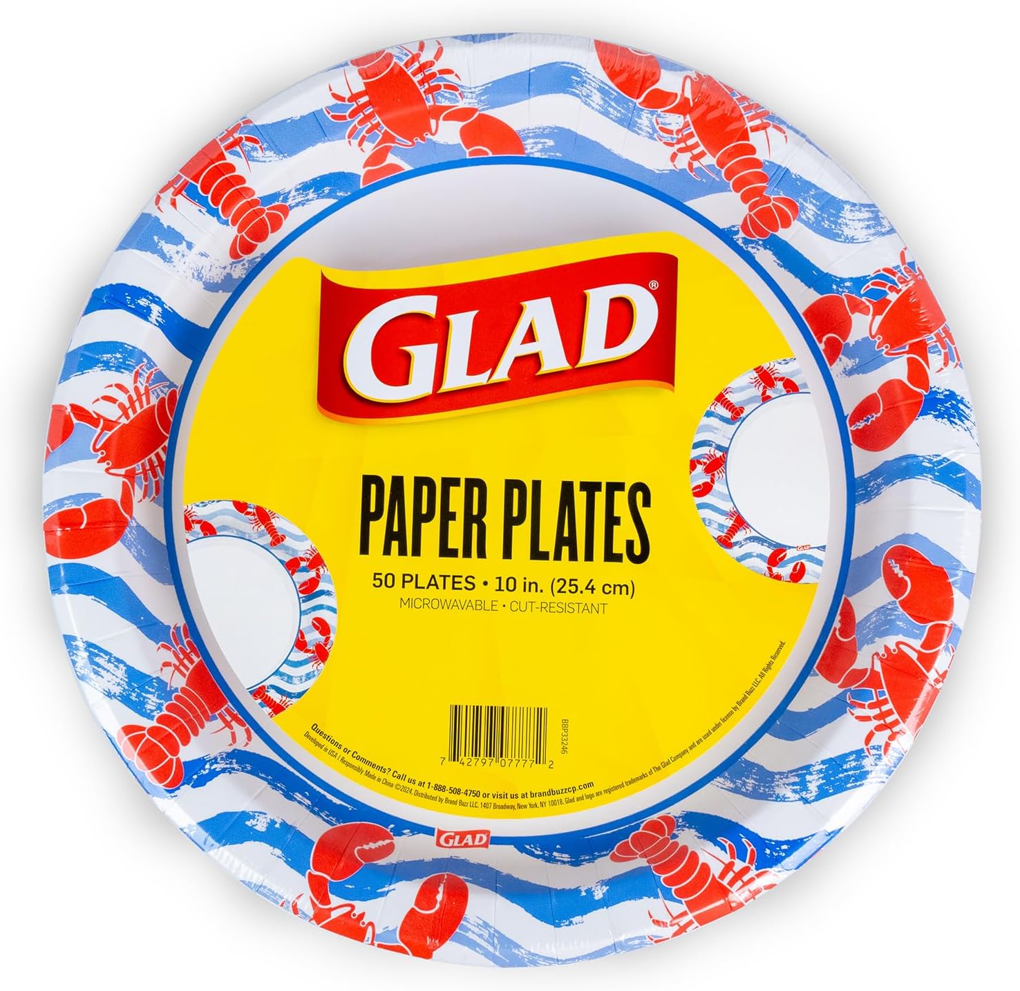 Amazon.com: Glad Round Disposable Paper Plates with Palm Leaves Design ...