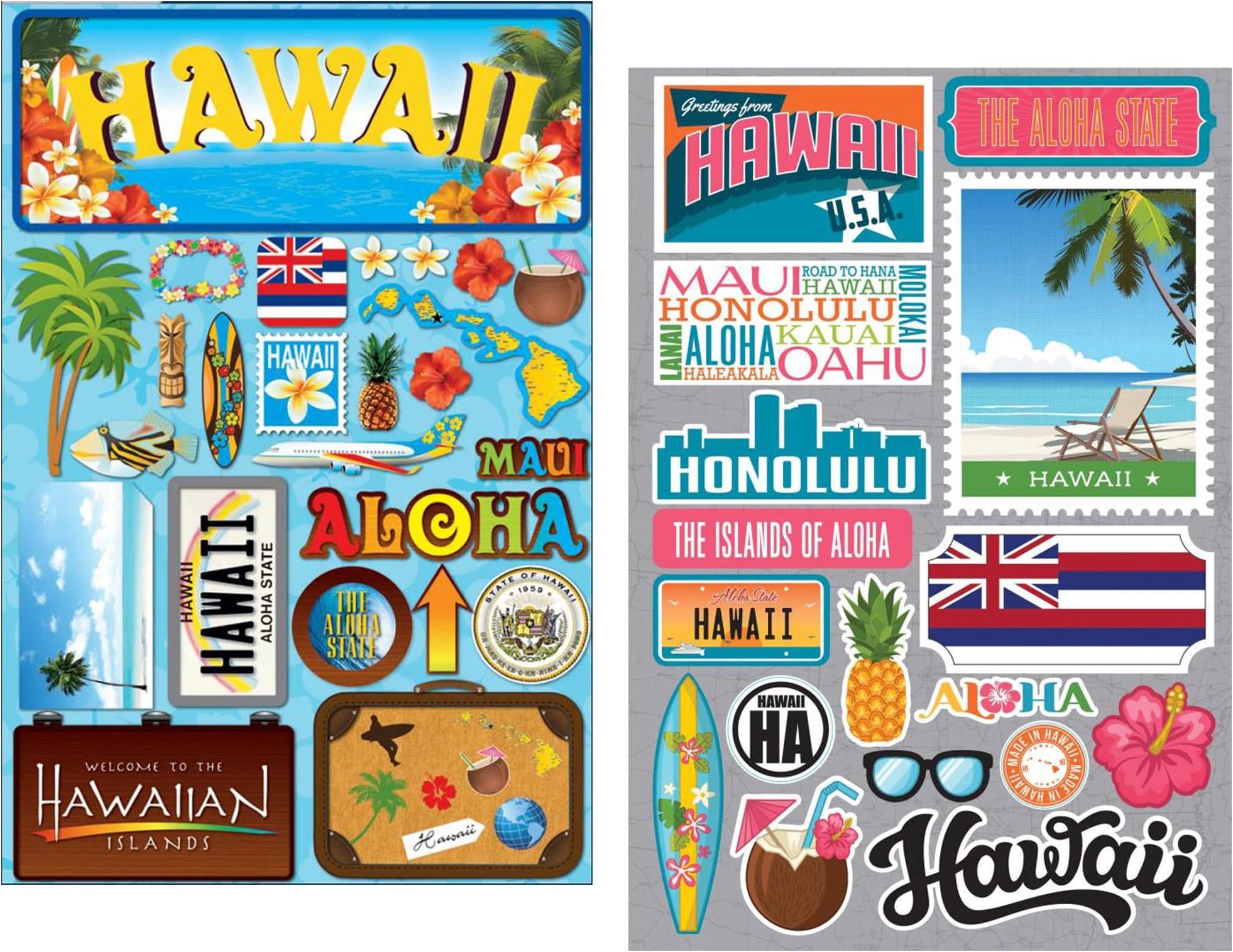 Amazon.com: Hawaii Aloha Stickers - Tropical Pineapple Palm Tree ...