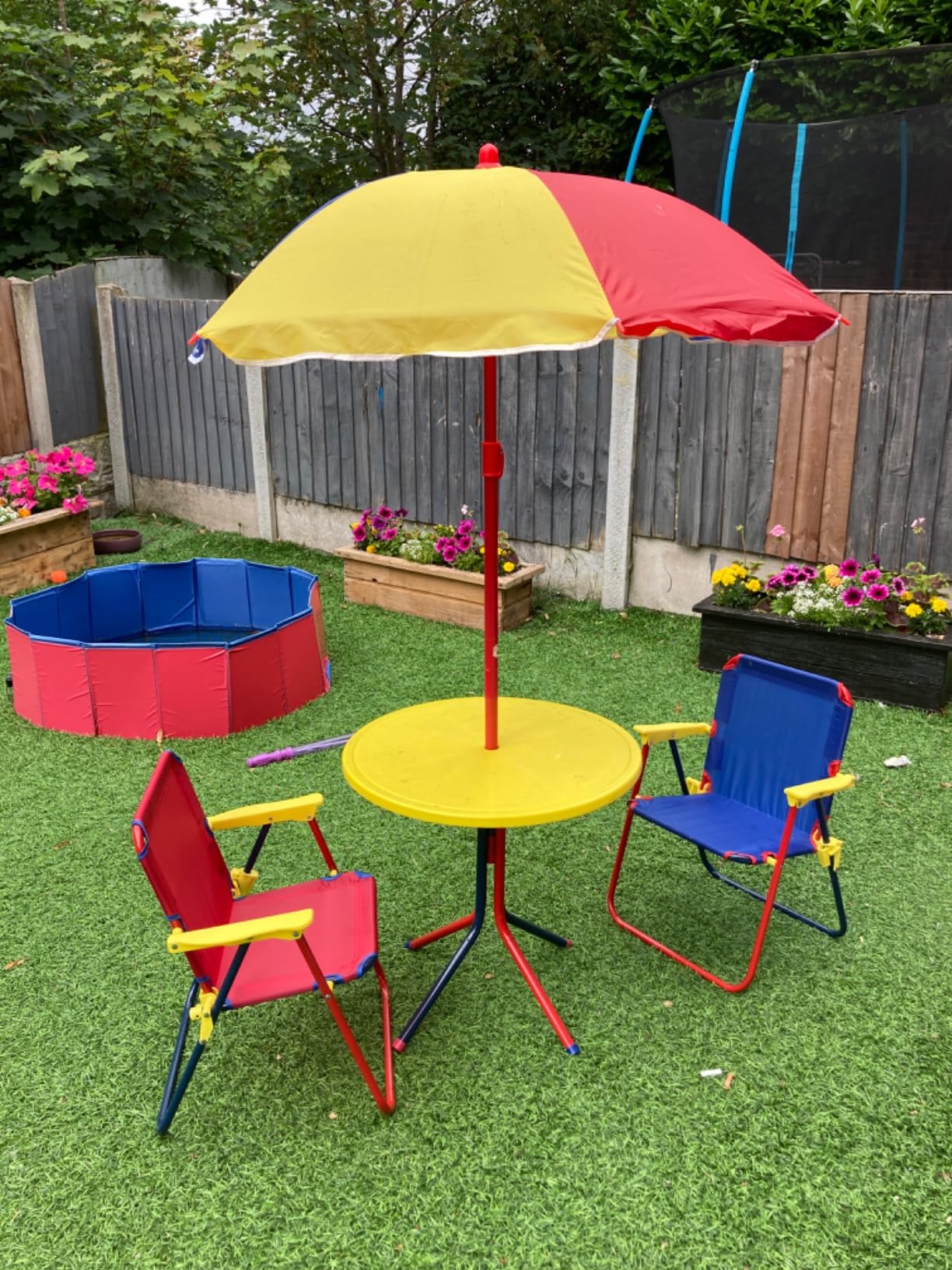 Relsy Kids Patio Set Multicoloured Outdoor Table And Chair Set - 2 X ...