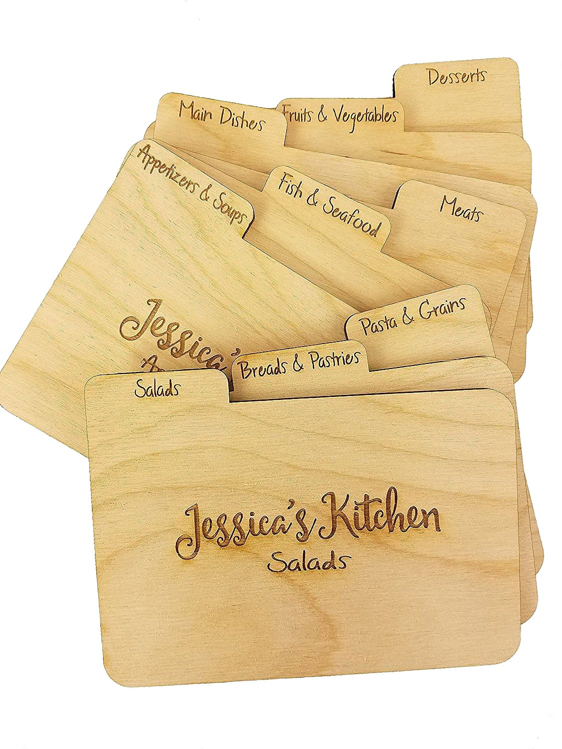 Amazon.com: Custom Engraved Wood 3x5 RECIPE DIVIDERS (Set of 9) with ...
