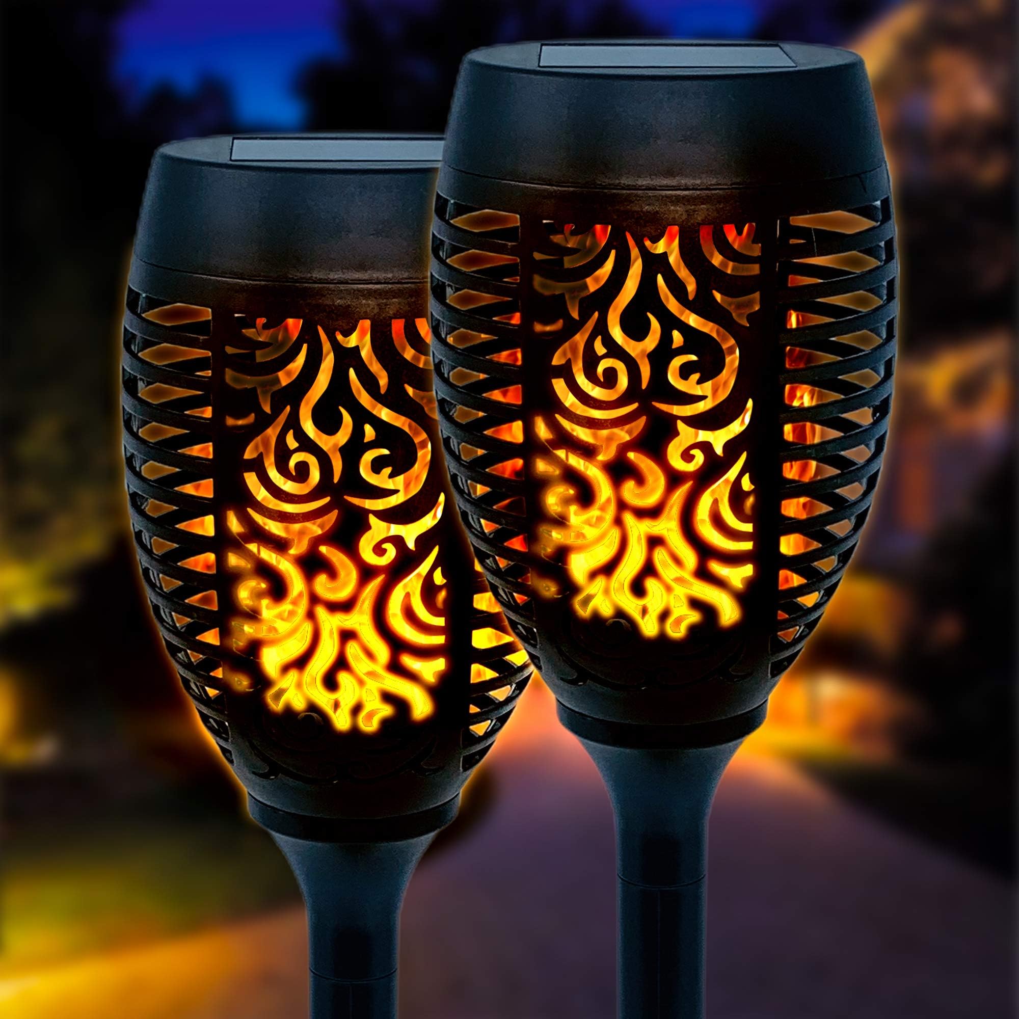 WINSOME Solar Lights Outdoor Garden Flickering Dancing Flame Lights ...