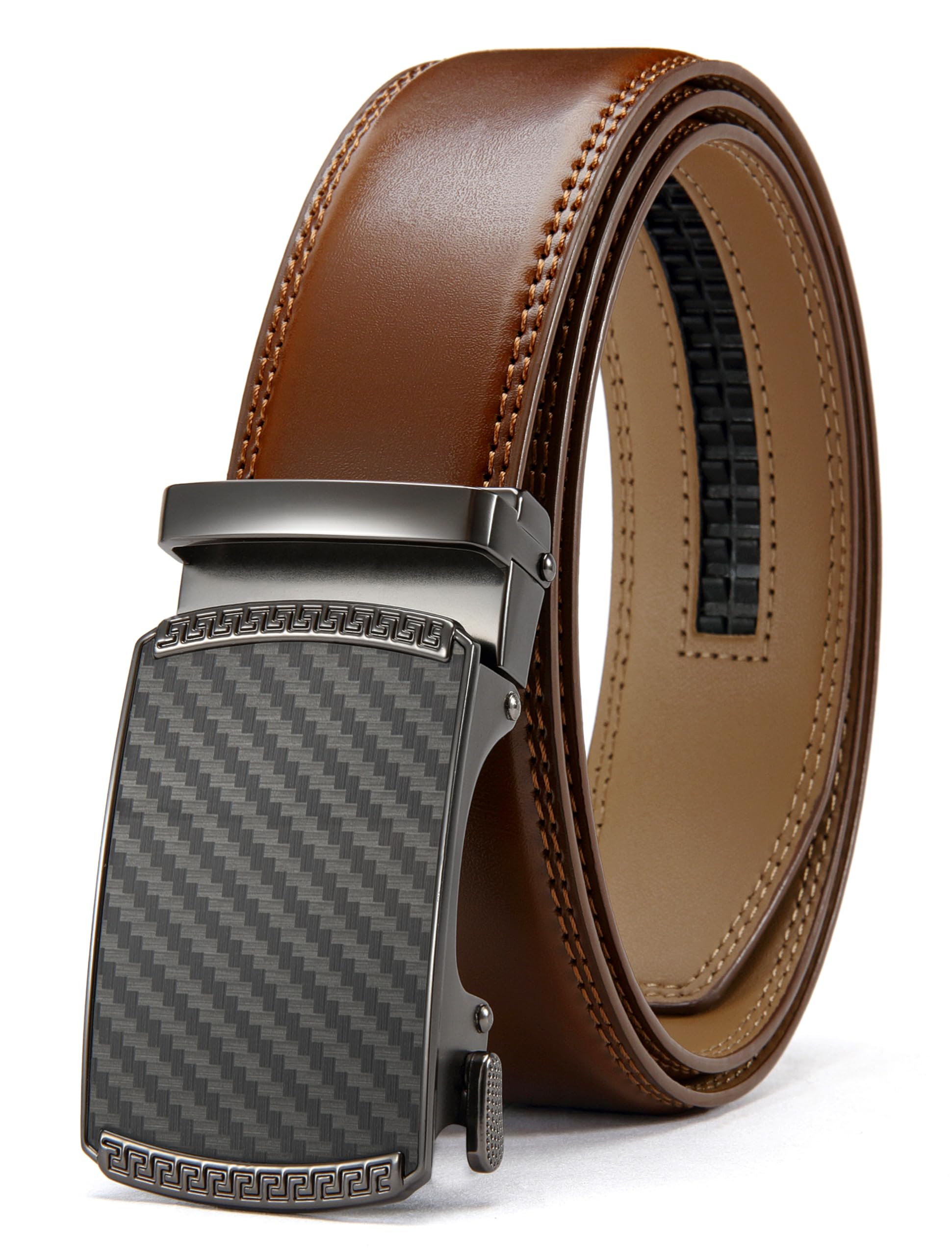 Snapklik.com : Ratchet Belts For Men - 1.5" Brown Leather Belt Men For ...