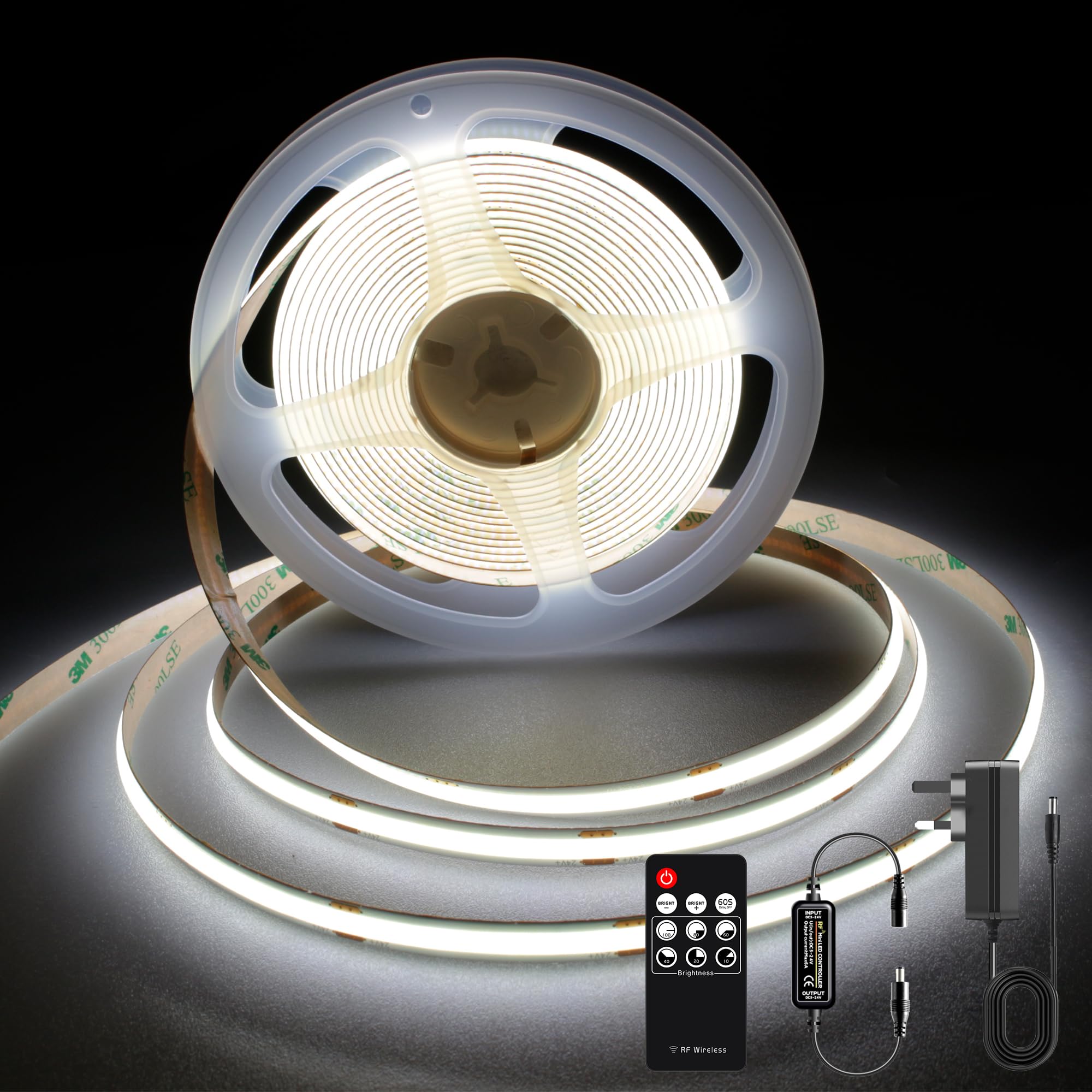 TTWAY COB LED Strip Lights, Dimmable LED Strip Kit 6000K, Super Bright ...