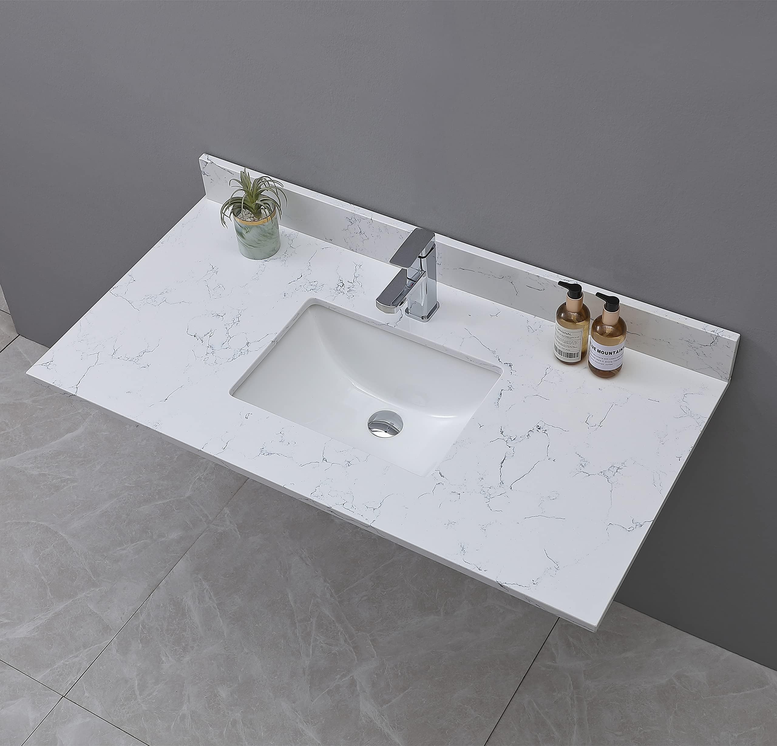22" Bathroom Sink Side Splash, Universal Size for Carrara White Vanity ...
