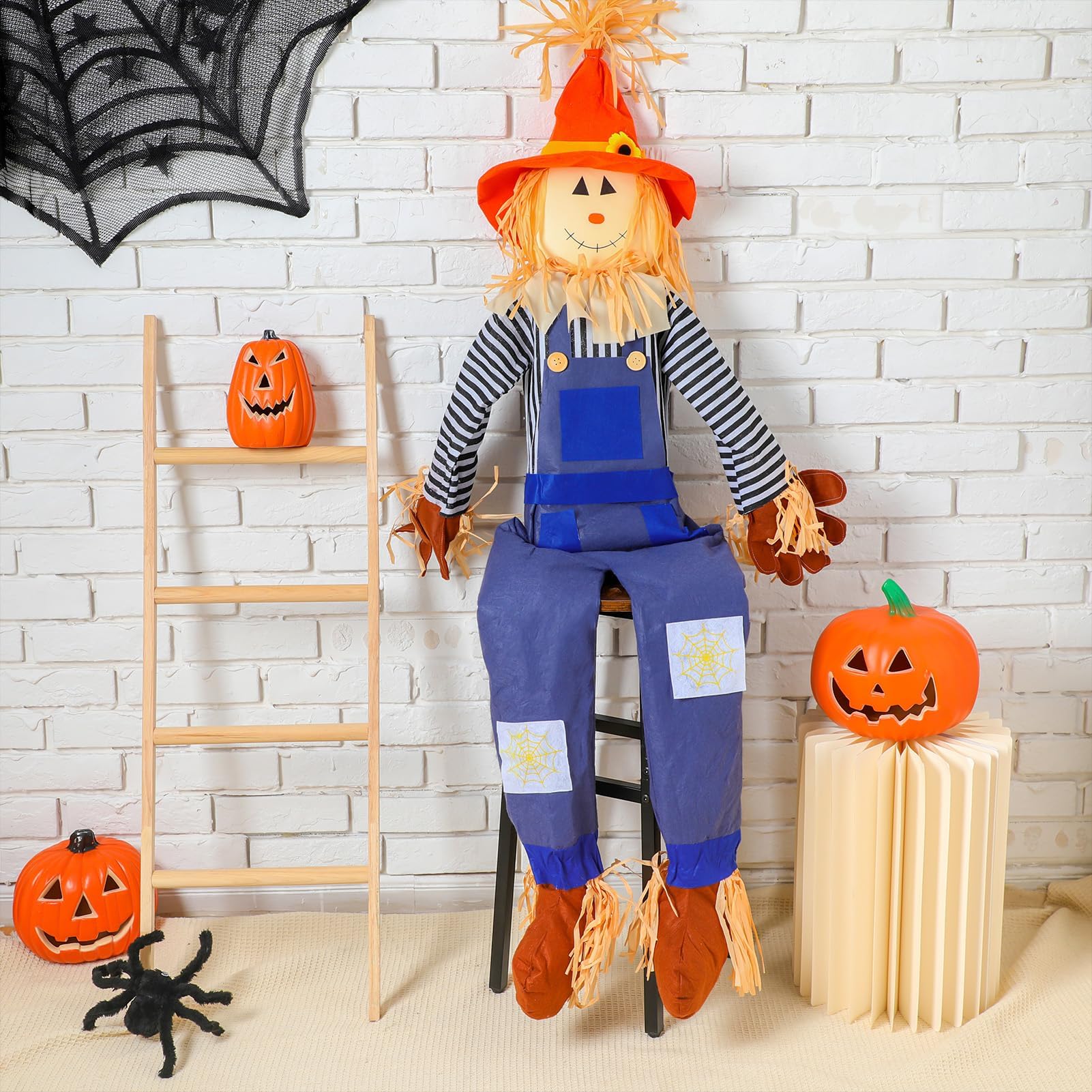 Amazon.com : Seenelling 61'' Large Sitting Scarecrow Fall Harvest ...
