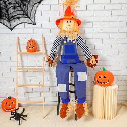 Amazon.com : Seenelling Large Sitting Scarecrow Fall Harvest Halloween ...
