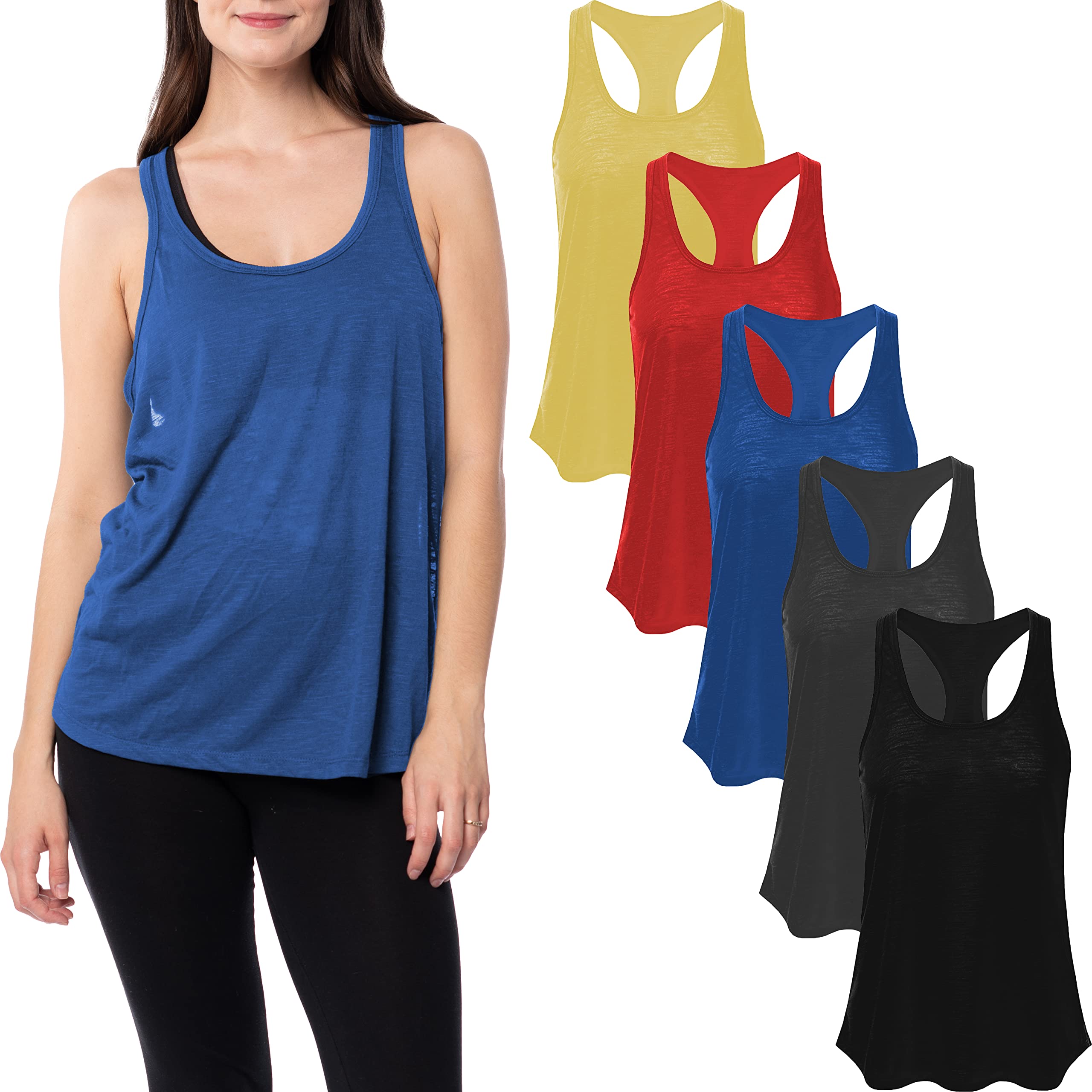 Sexy Basics Womens Racer Back Tanks | Ultra Soft Cotton Rayon Stretch ...