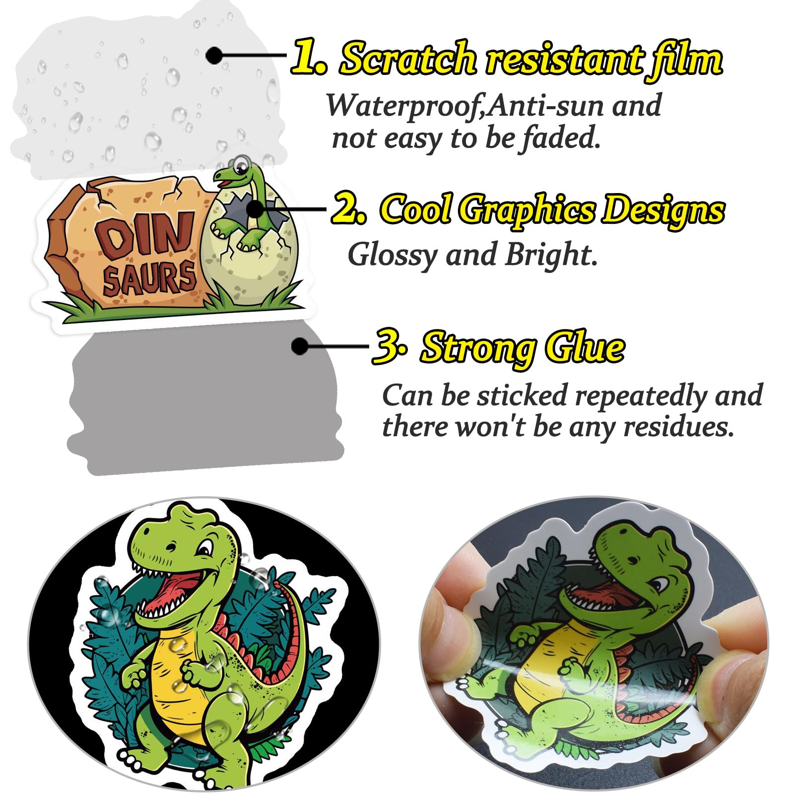 Snapklik.com : Dinosaur Stickers For Kids Boys Dino Stickers For Water ...