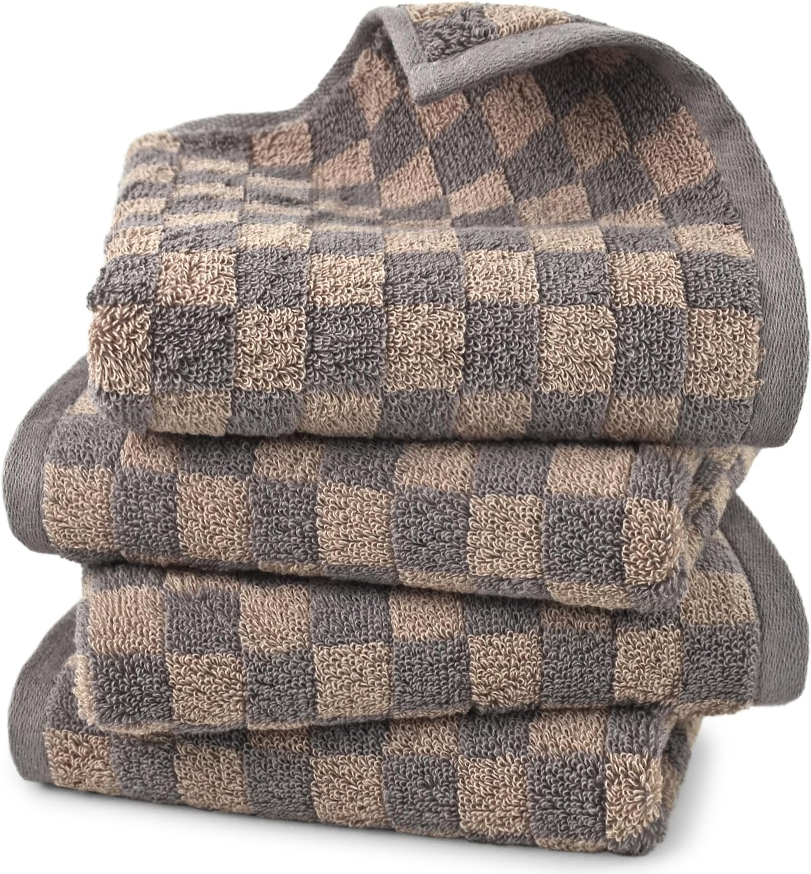 Amazon.com: Jacquotha Soft Hand Towels 4 Pack, Checkered Face Towel Set ...