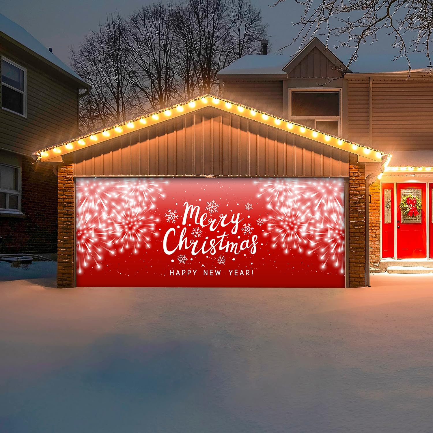 Amazon.com: Large Merry Christmas Garage Door Banner - 7x8ft, 7x16ft ...