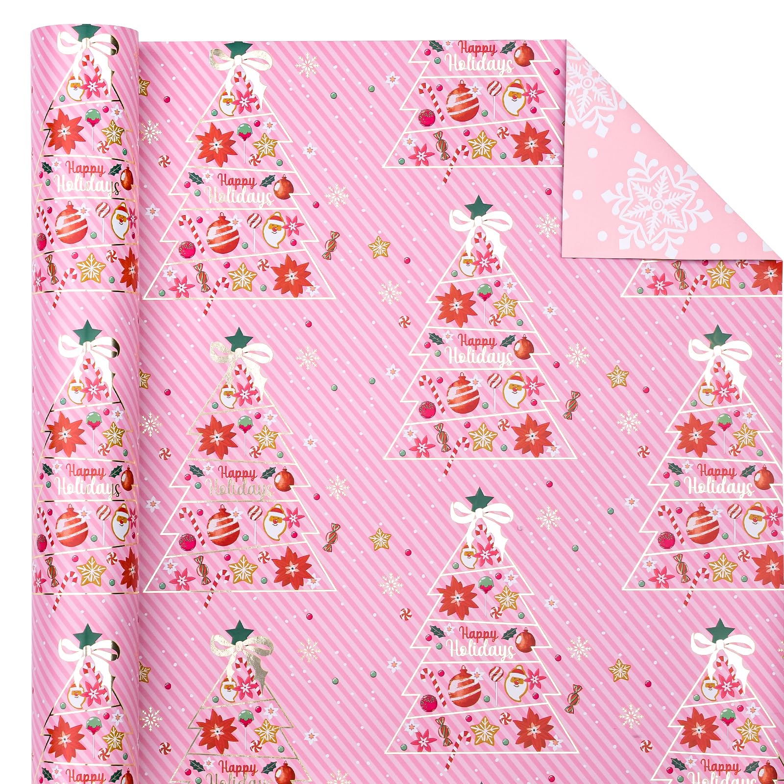 Snapklik.com : WRAPAHOLIC Reversible Pink Christmas Wrapping Paper ...
