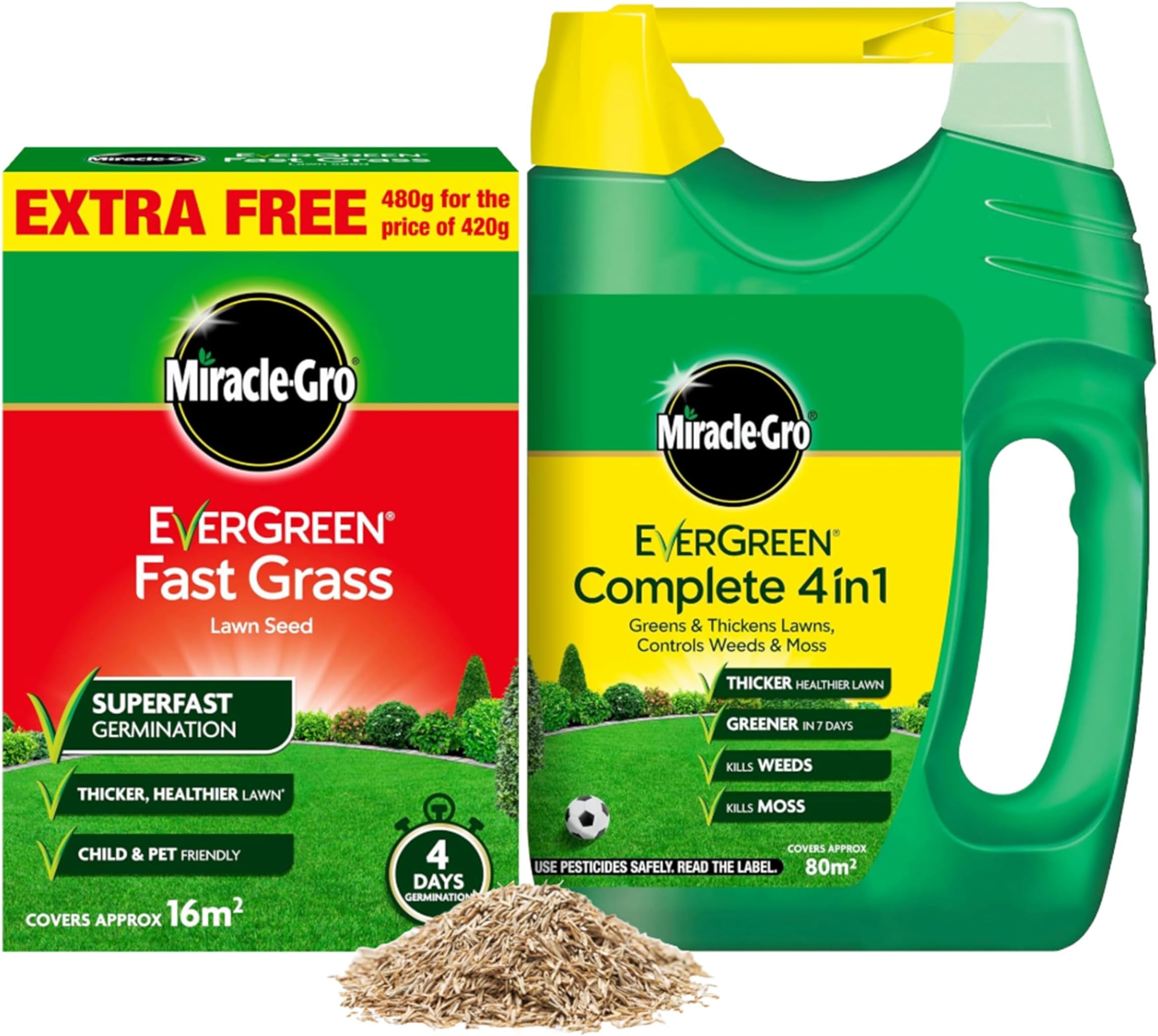 Miracle GRO Evergreen Fast Grass Lawn Seed 480g with a Thank You ...