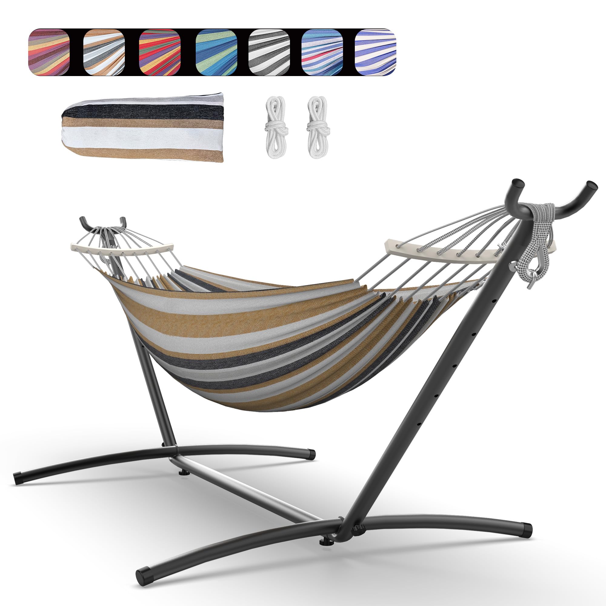 Amazon.com: Everyfun Double Hammock with Space-Saving Steel Stand, 2 ...