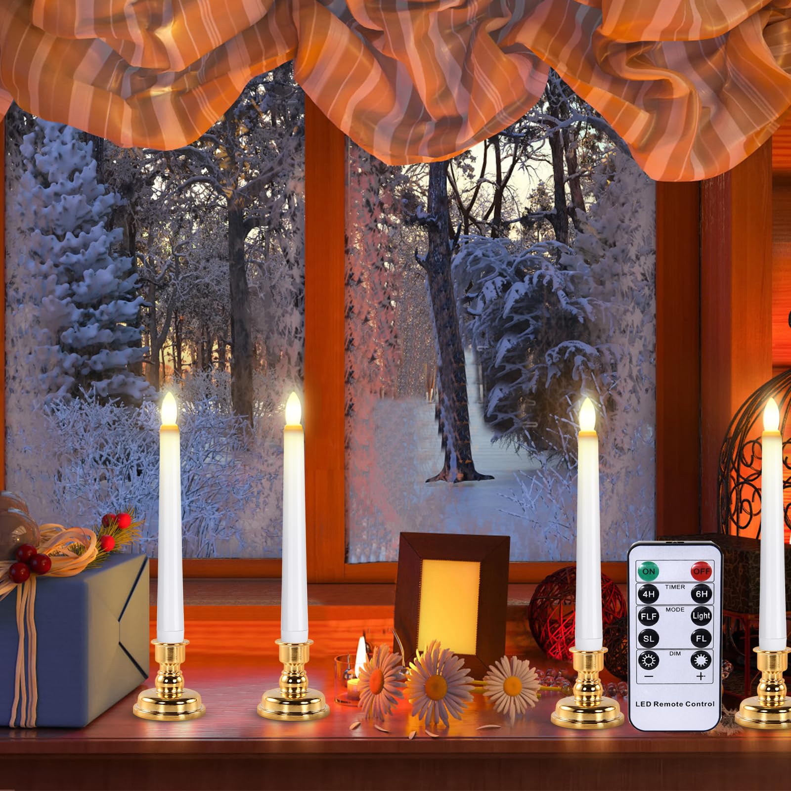 Flameless Window Candlestick Lights Flameless Christmas Candles