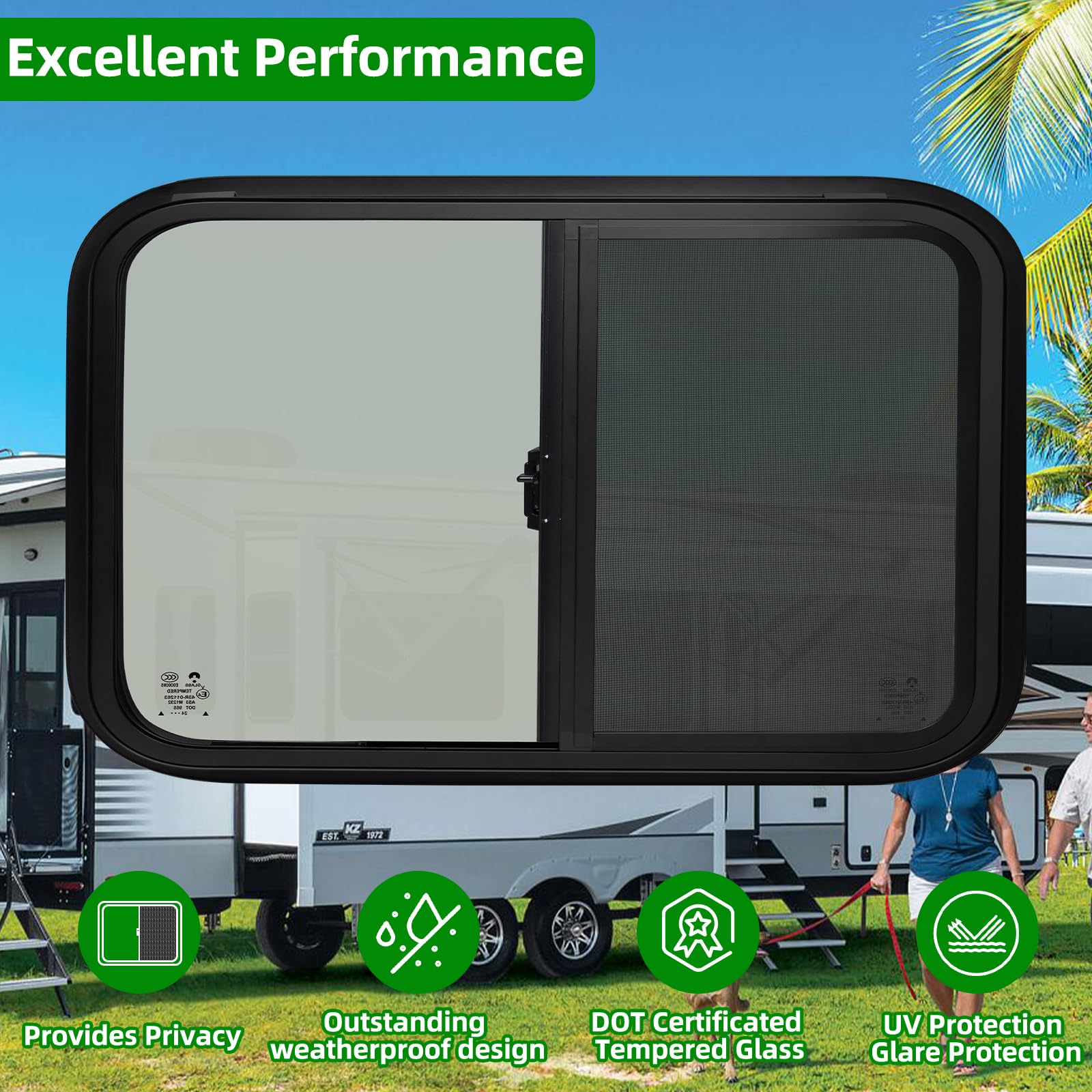 Snapklik.com : NOVINO 30" W X 20" H RV Window For Trailer Camper ...