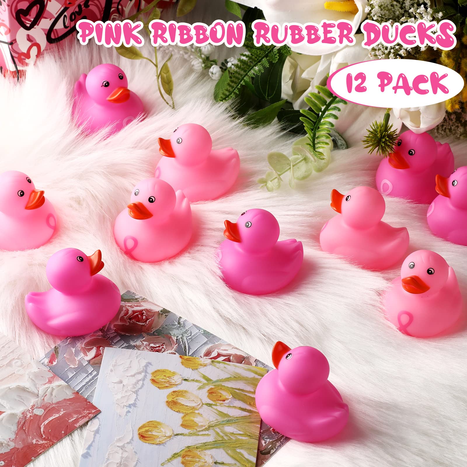 Snapklik.com : 2 Inch Pink Rubber Ducks Pink Ribbon Bath Ducks Pink ...