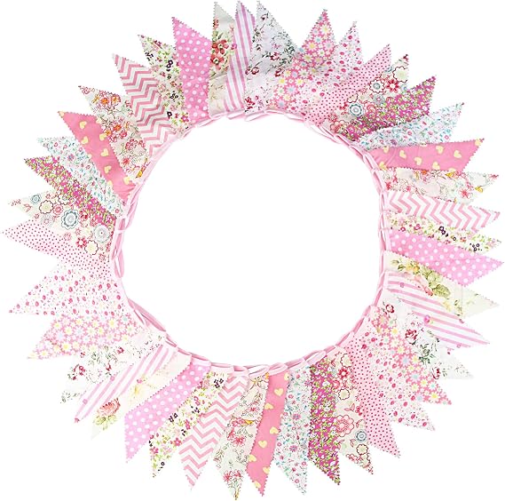 Amazon.com: 12M/40Ft Triangle Bunting Banner 42 Pcs Multicolored Fabric ...