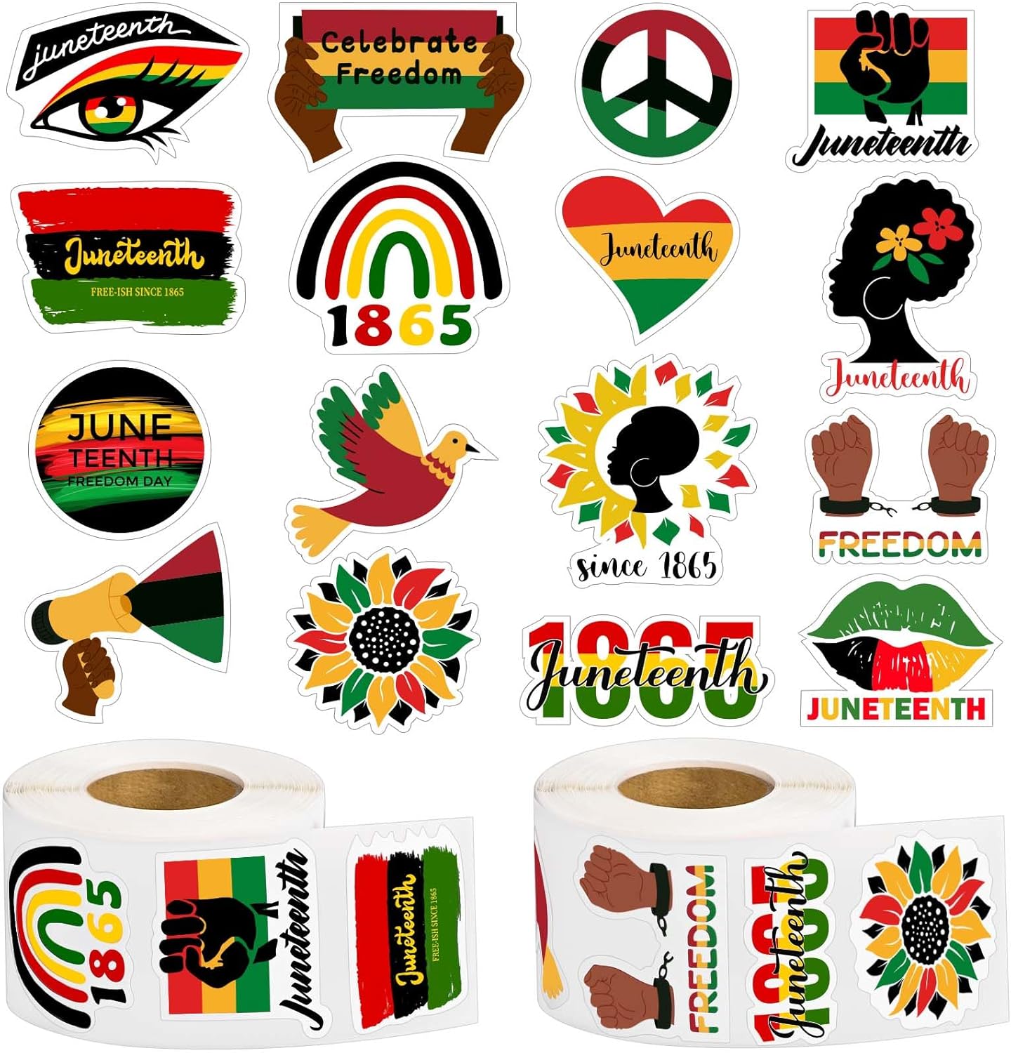 Amazon.com: Sanixin 1000Pcs Juneteenth Stickers Roll Freedom Day ...