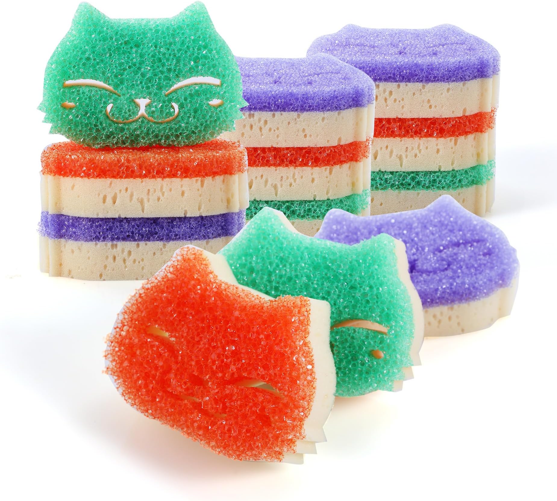 Amazon.com: 8 Pieces Kitchen Scrub Sponges Cat Fish Cleaning Sponge ...