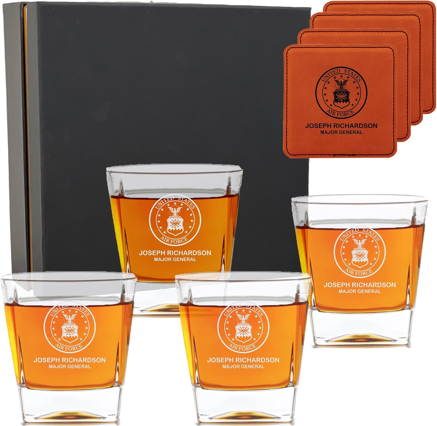 Amazon.com | Personalized Military Scotch Glass Set of 4 with Optional ...