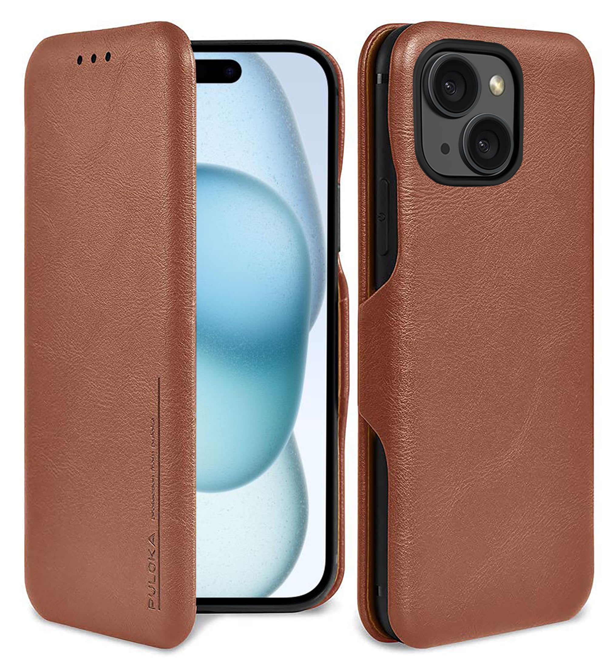 PULOKA for iPhone 15 - Sleek Flip Case - Premium Vegan Leather Phone ...