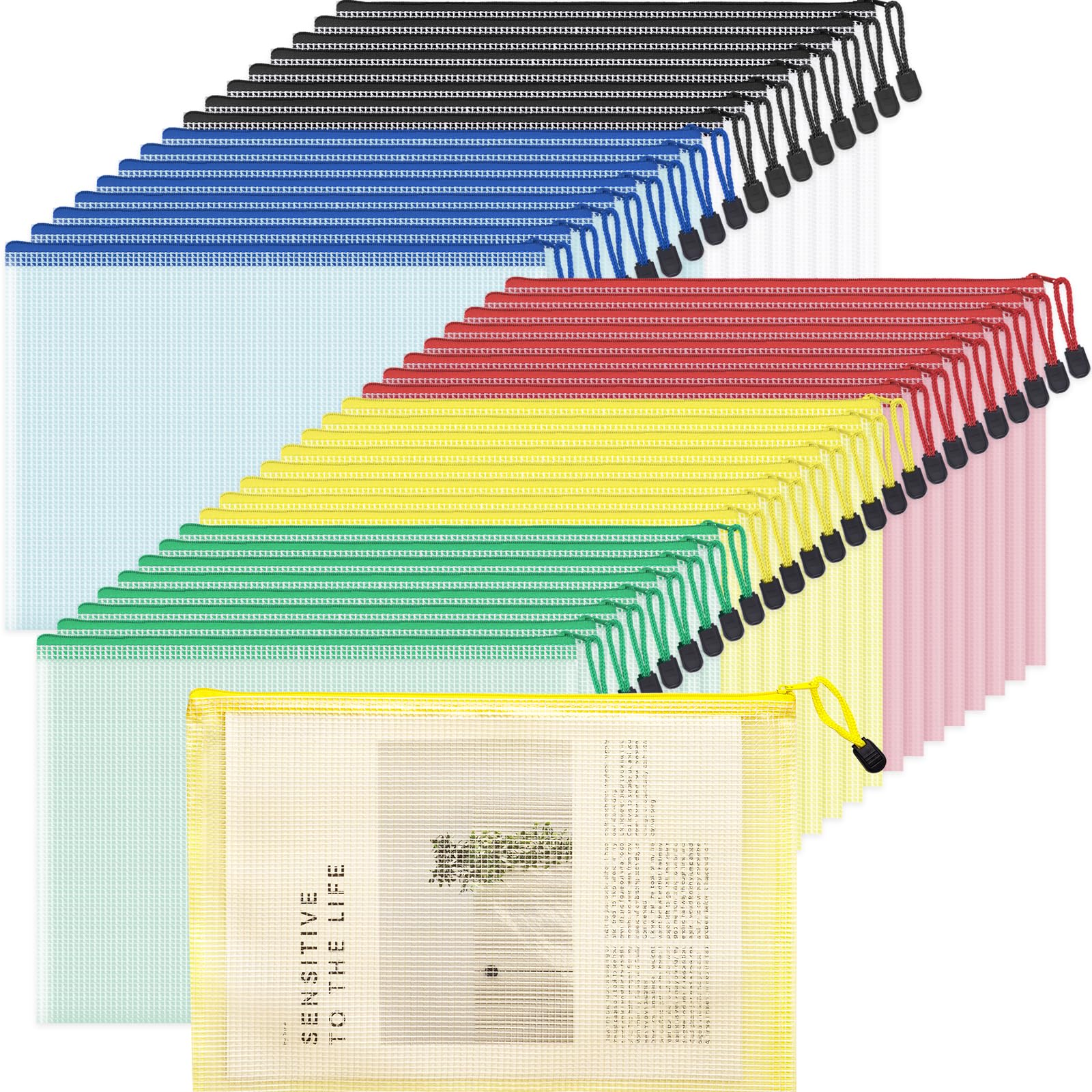 Amazon.com : Dynta Mesh Zipper Pouch Bags, 40 Pieces Colorful A4 Letter ...