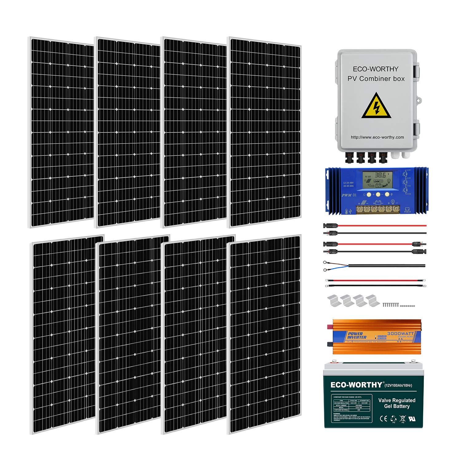 Buy ECOWORTHY 1200 Watt 24 Volt Solar Panel Off Grid System: 8 pcs 150W ...