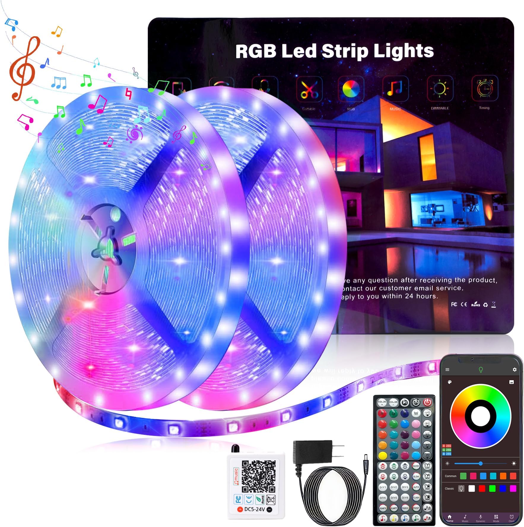 Amazon.com: LED Lights for Bedroom, 2025 Double Row 100FT 960LEDs RGB ...
